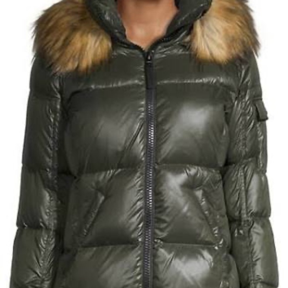 S13 | Jackets & Coats | S3 Nyc Faux Fur Trim Gloss Puffer Jacket S Dark ...